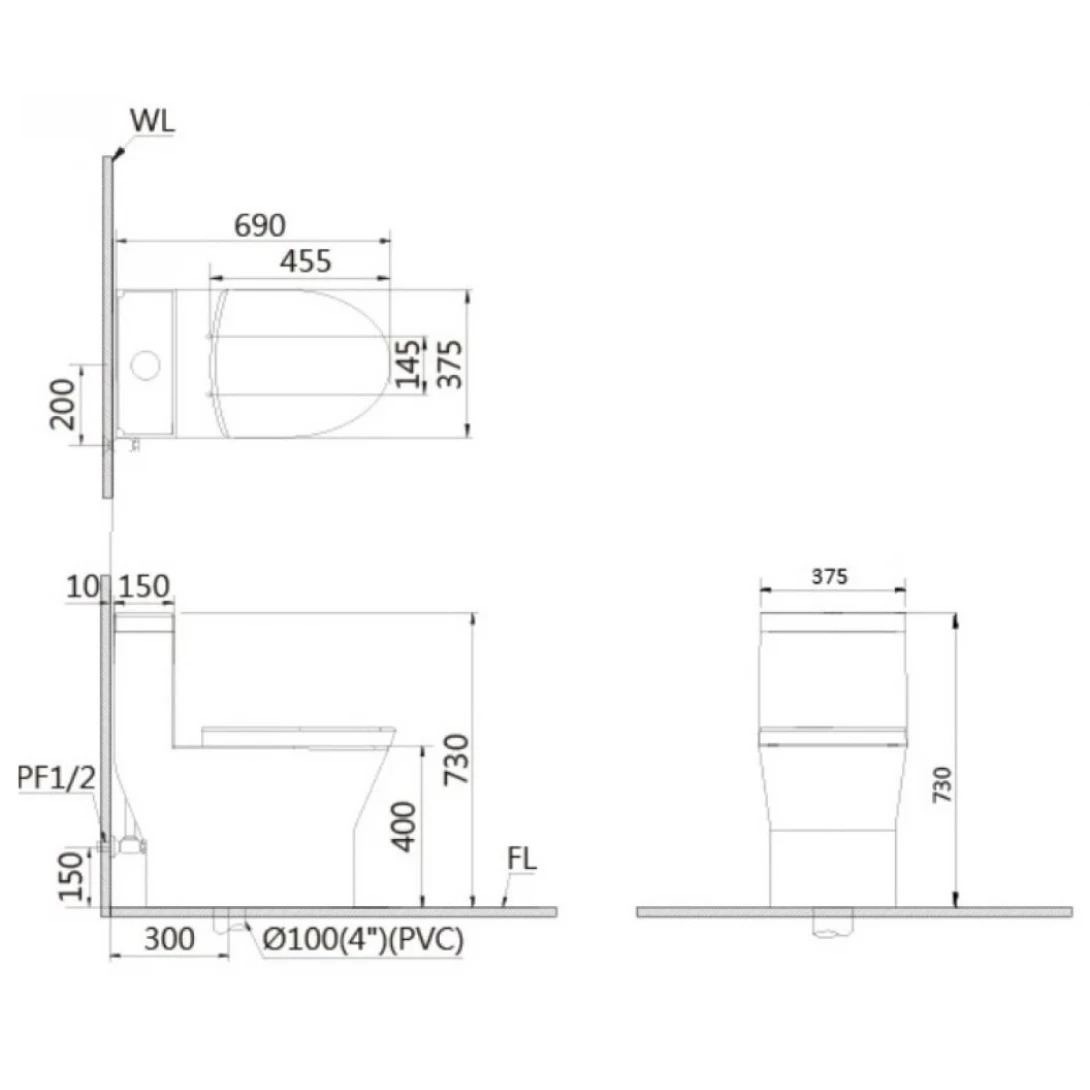 Bồn cầu nắp rửa điện tử Caesar C1375F+TAF512H | Nắp đóng mở tự động