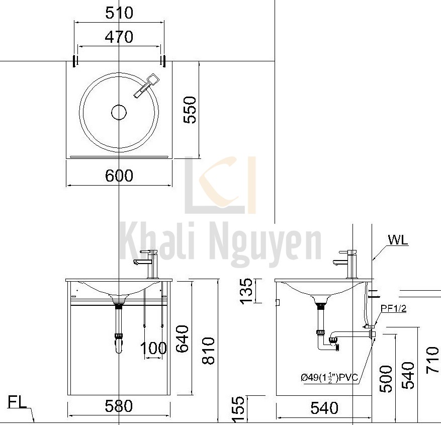 Bộ Tủ Lavabo Caesar Treo Tường LF5038/EH151V