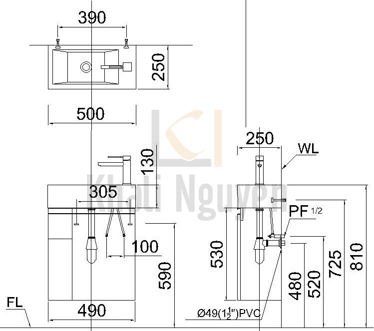 Bộ Tủ Lavabo CAESAR Treo Tường LF5239S/EH250V